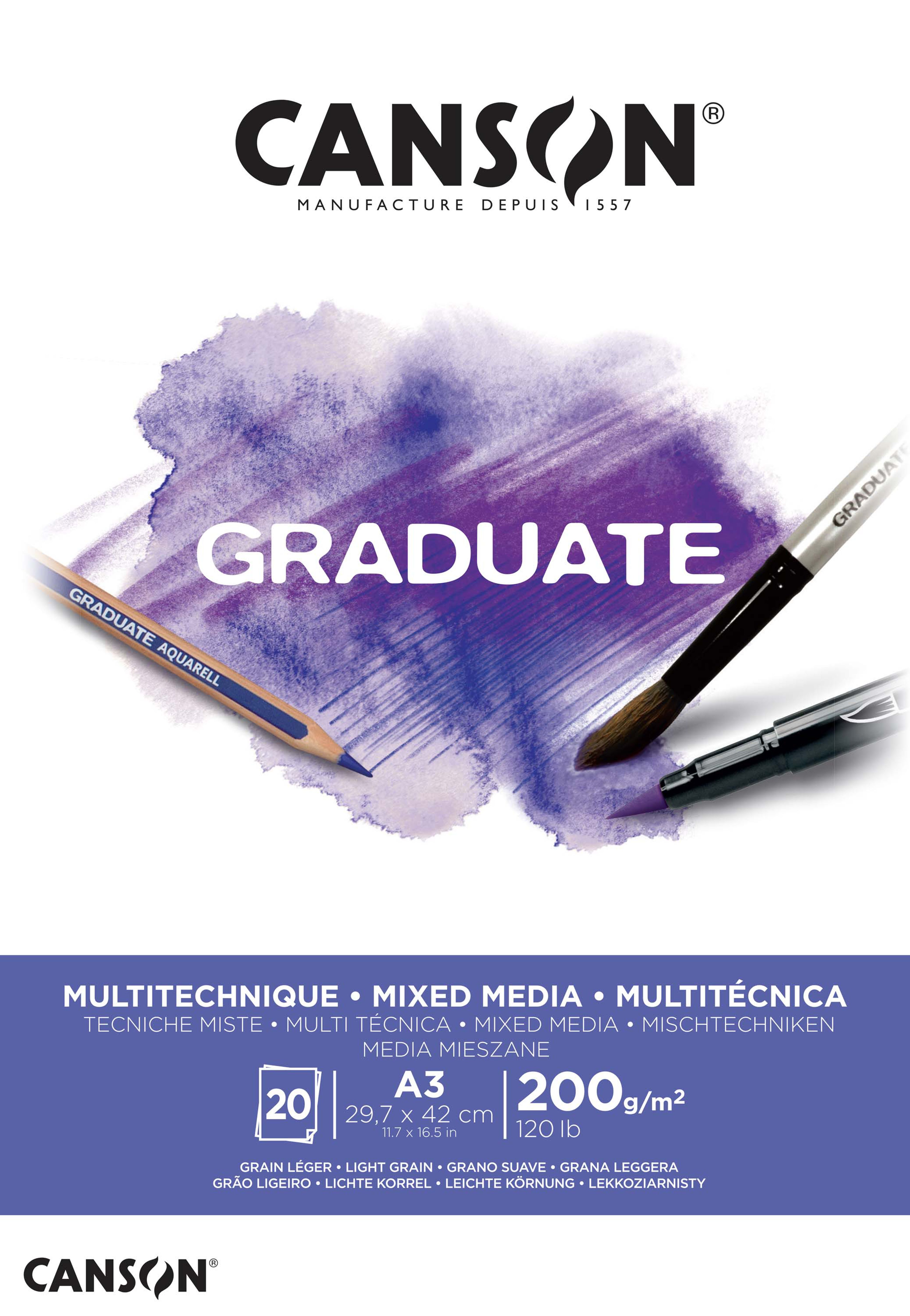 Canson Graduate Mixed Media White A3 200g (20) - Lehtiöt ja paperit ...